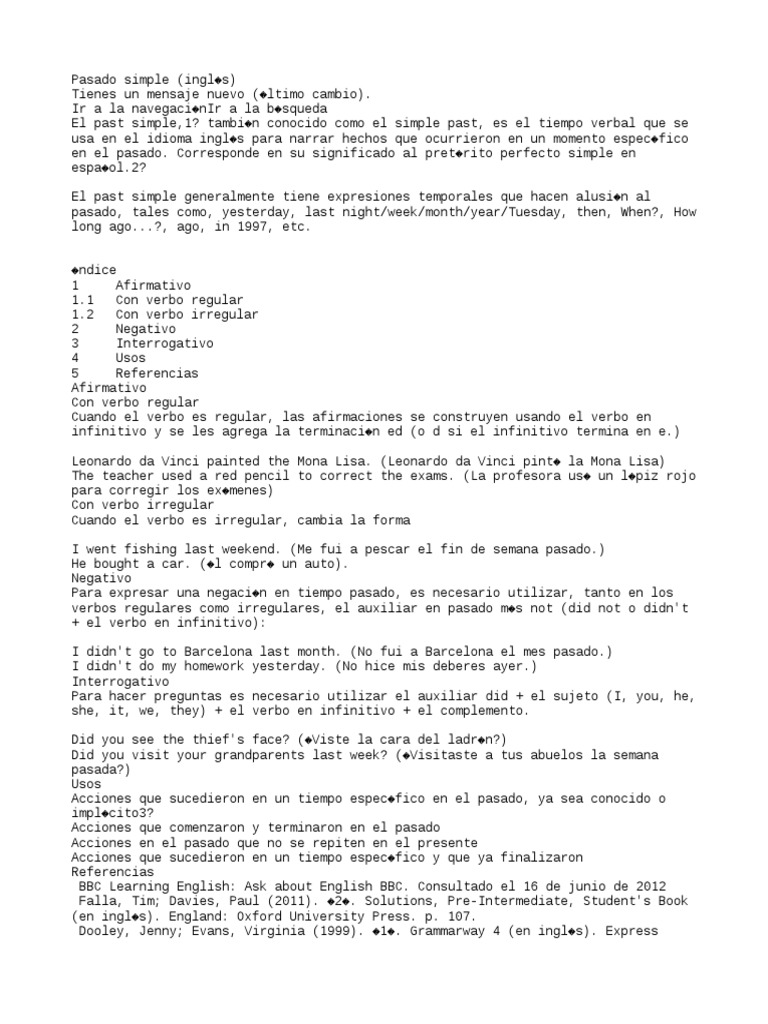Guía del Pasado Simple en Inglés | PDF | Gramática | Lingüística