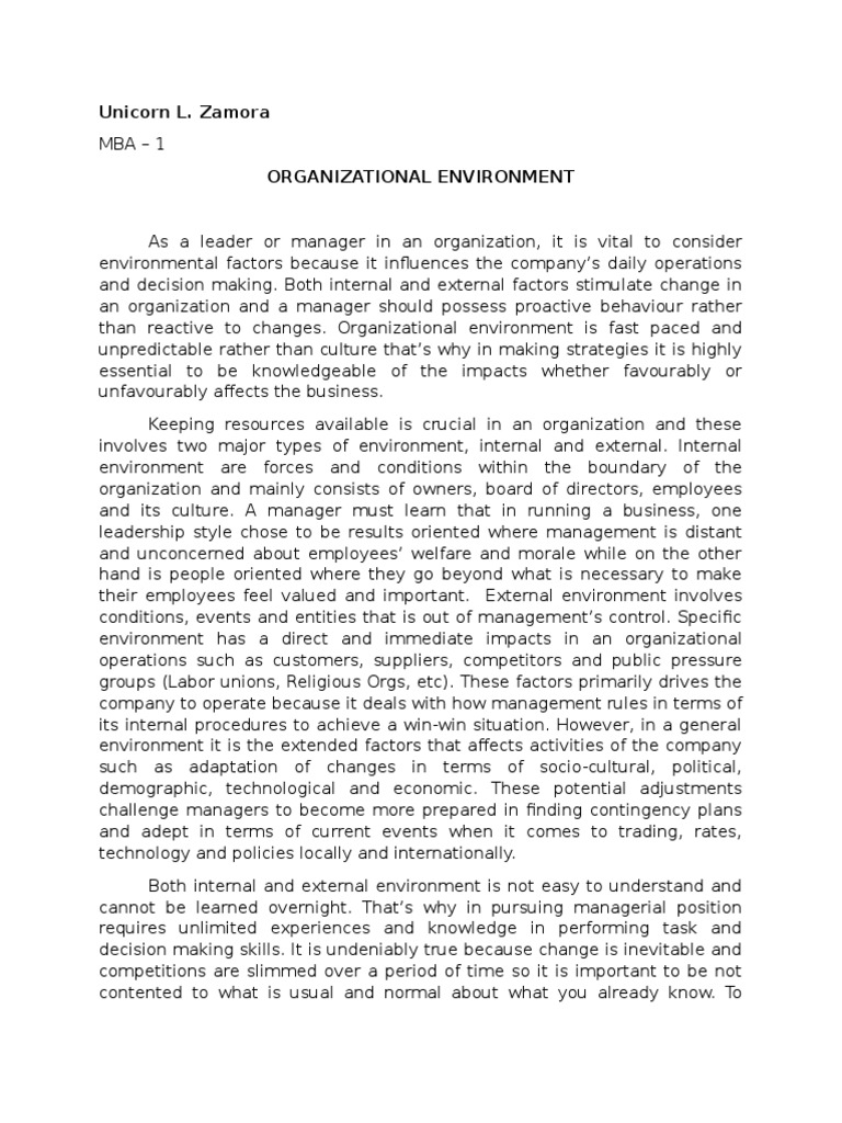 Understanding Organizational Environment | PDF | Leadership | Employment