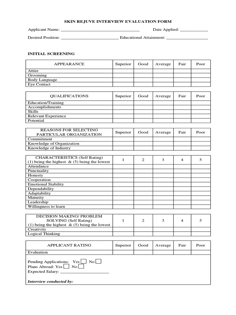 Sri Job Interview Evaluation Form | PDF | Job Interview | Epistemology
