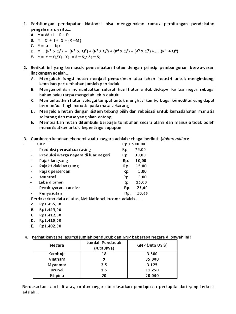 Latihan Soal EKON 2019 | PDF