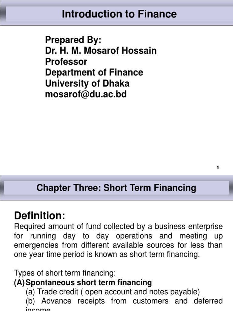 Short Term Financing Methods Explained | PDF | Factoring (Finance ...