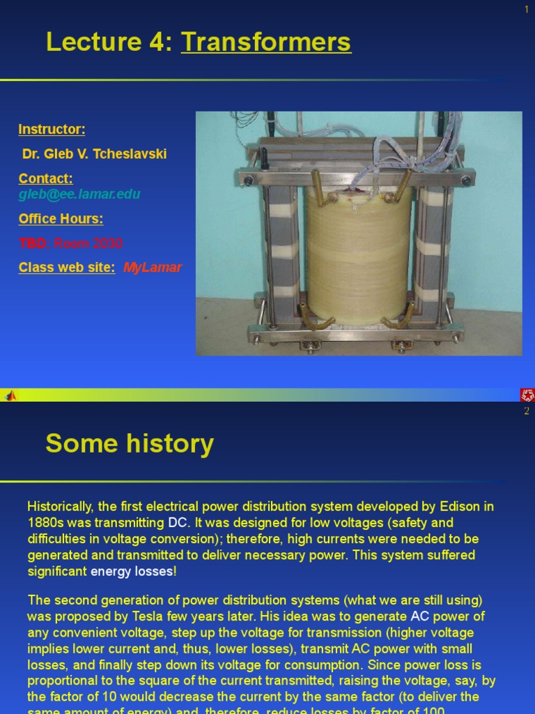 Lecture 04 - Transformers | PDF | Transformer | Inductor