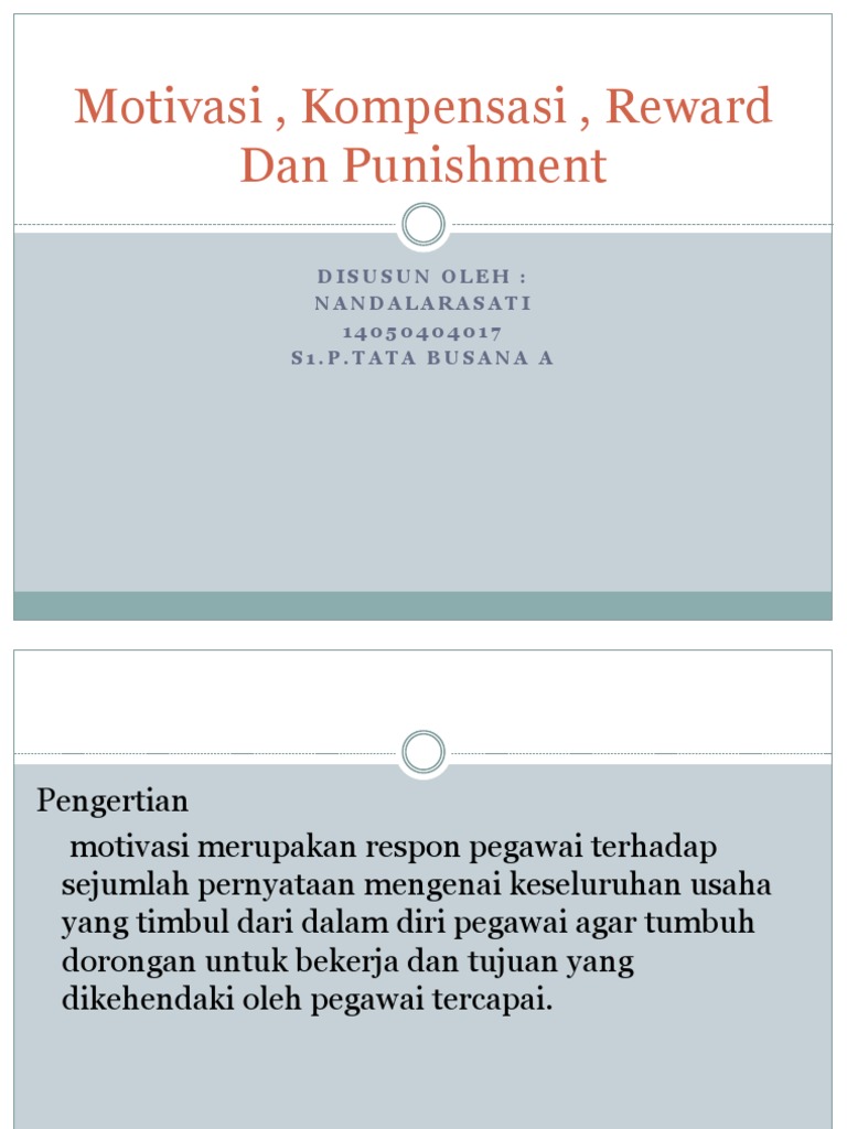 Motivasi, Kompensasi, Reward Dan Punishment | PDF