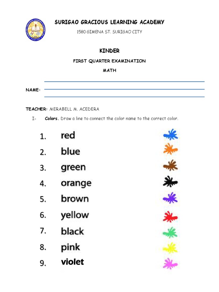 First Quarter Exam | PDF | Learning