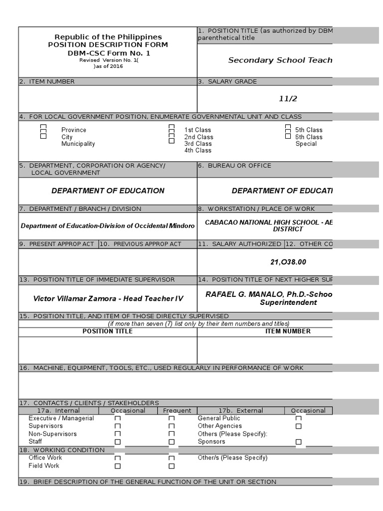 Position Description Forms | PDF | Teachers | Competence (Human Resources)