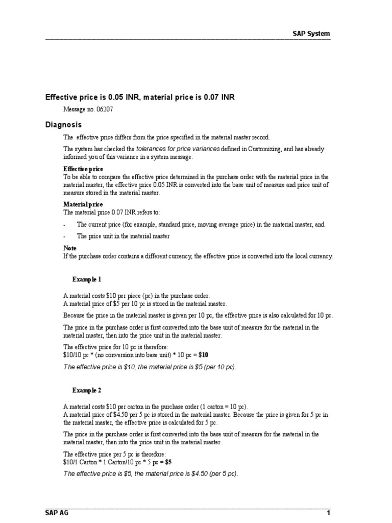 Effective Price Vs PO Price in SAP | PDF | Prices | Business