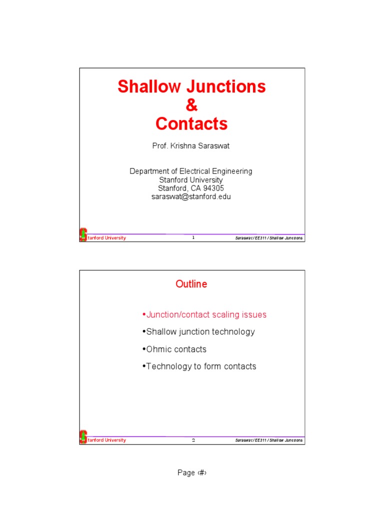Shallow Junctions and Contacts in MOSFETs | PDF | Field Effect ...