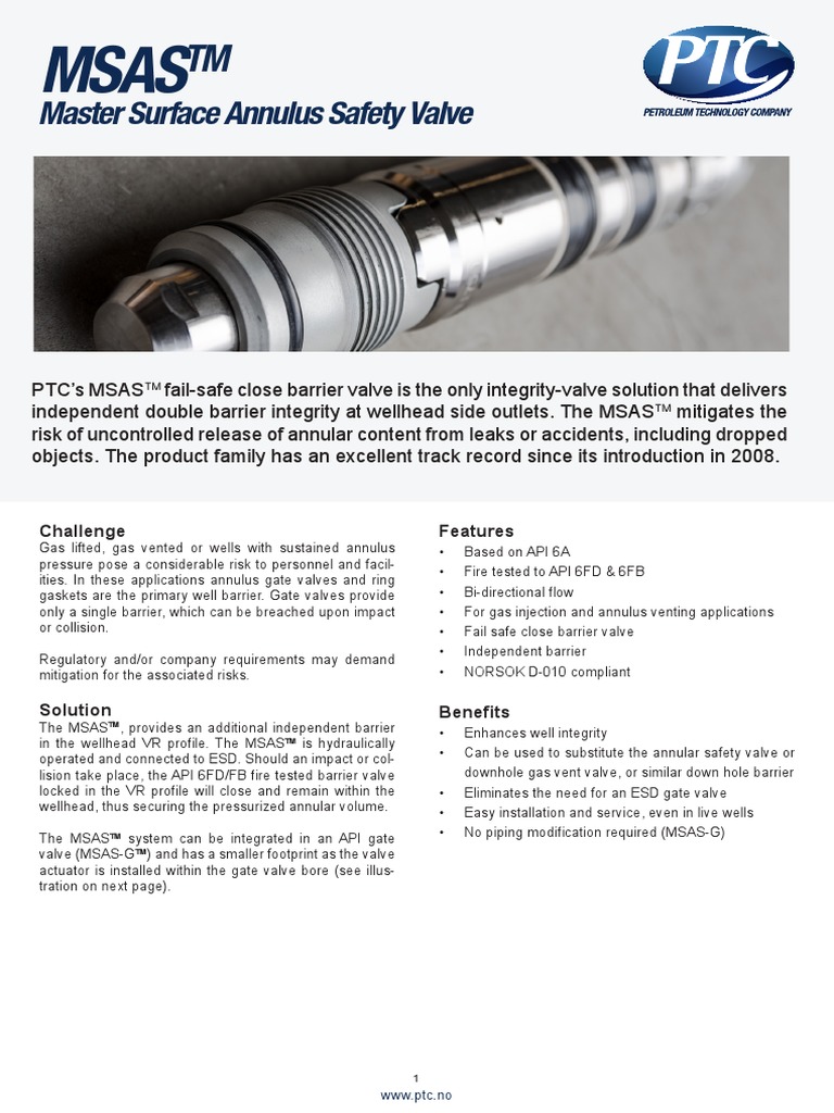 MSAS | Valve | Energy Technology