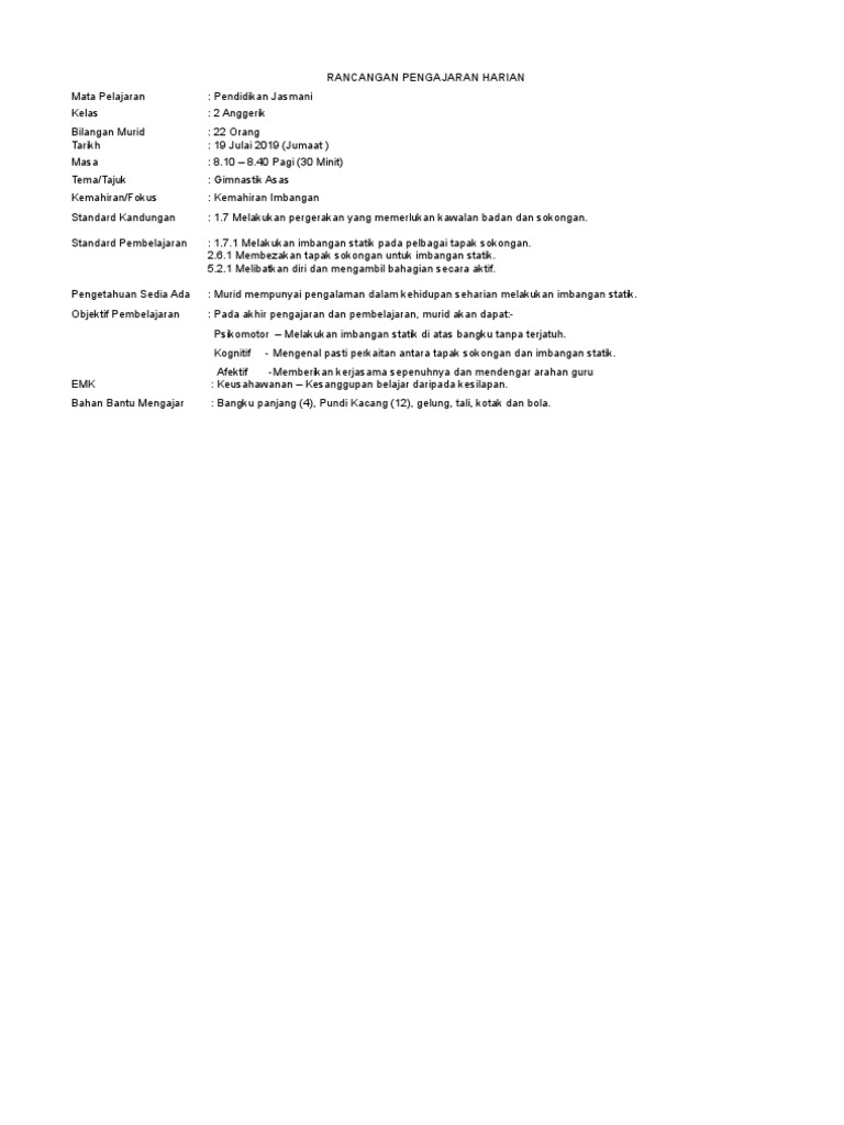 RPH PJ Imbangan | PDF