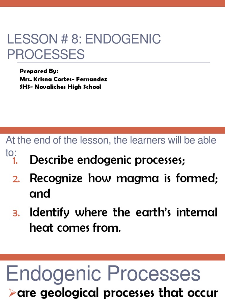 Lesson 8 - Endogenic Processes | PDF