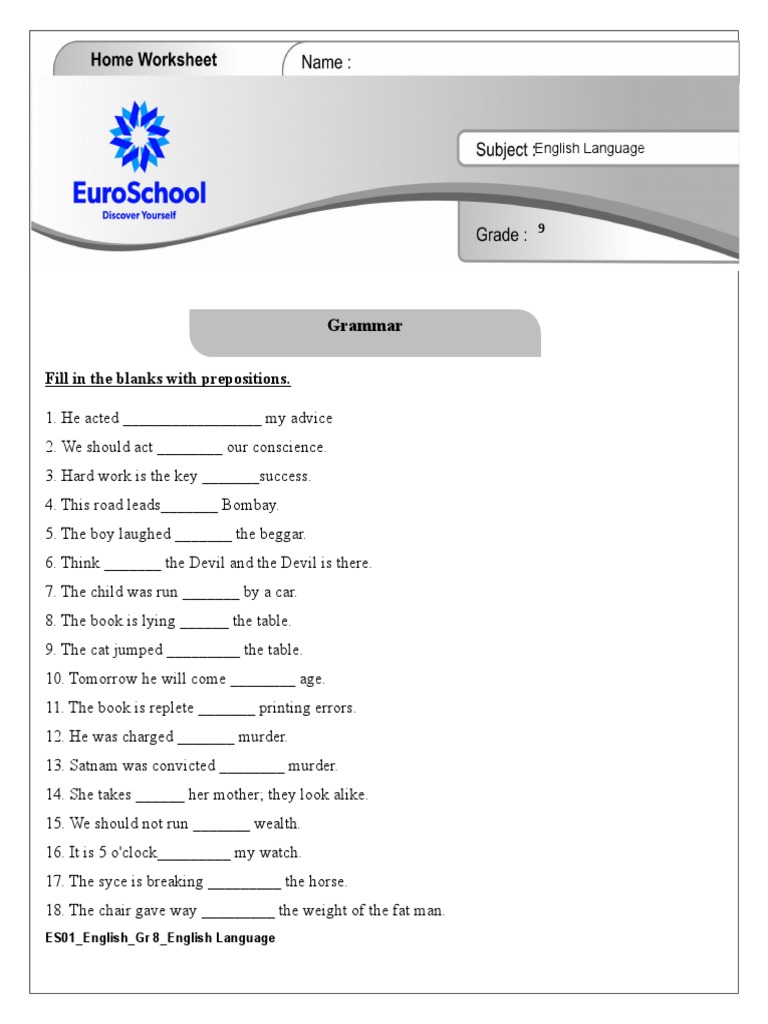 Grade 9 Worksheet | PDF