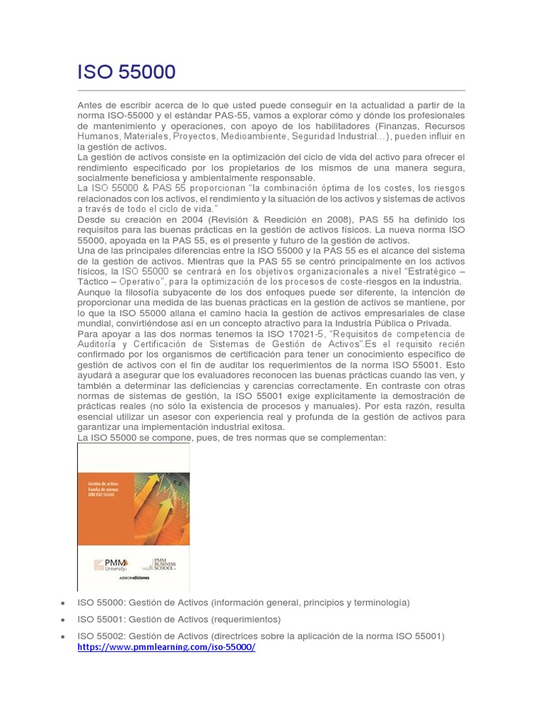Iso 55000 | Descargar gratis PDF | Gestión de activos | Organización ...