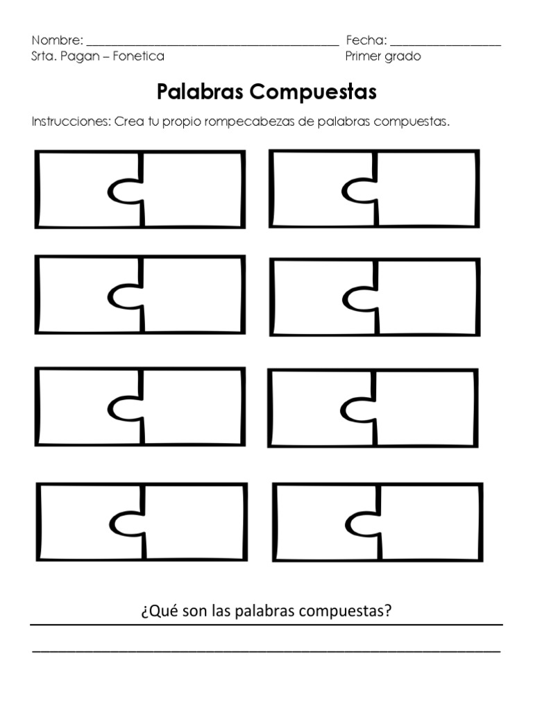 Hojas De Trabajo Gratuitas De Palabras Compuestas De Segundo Grado