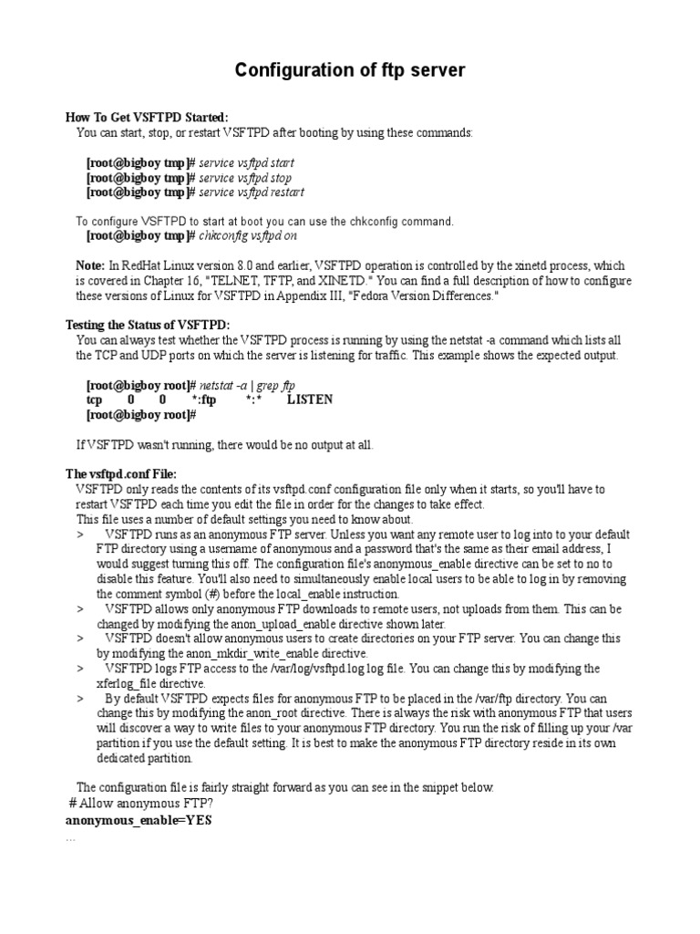 Configuration of FTP Server | PDF | File Transfer Protocol | User (Computing)