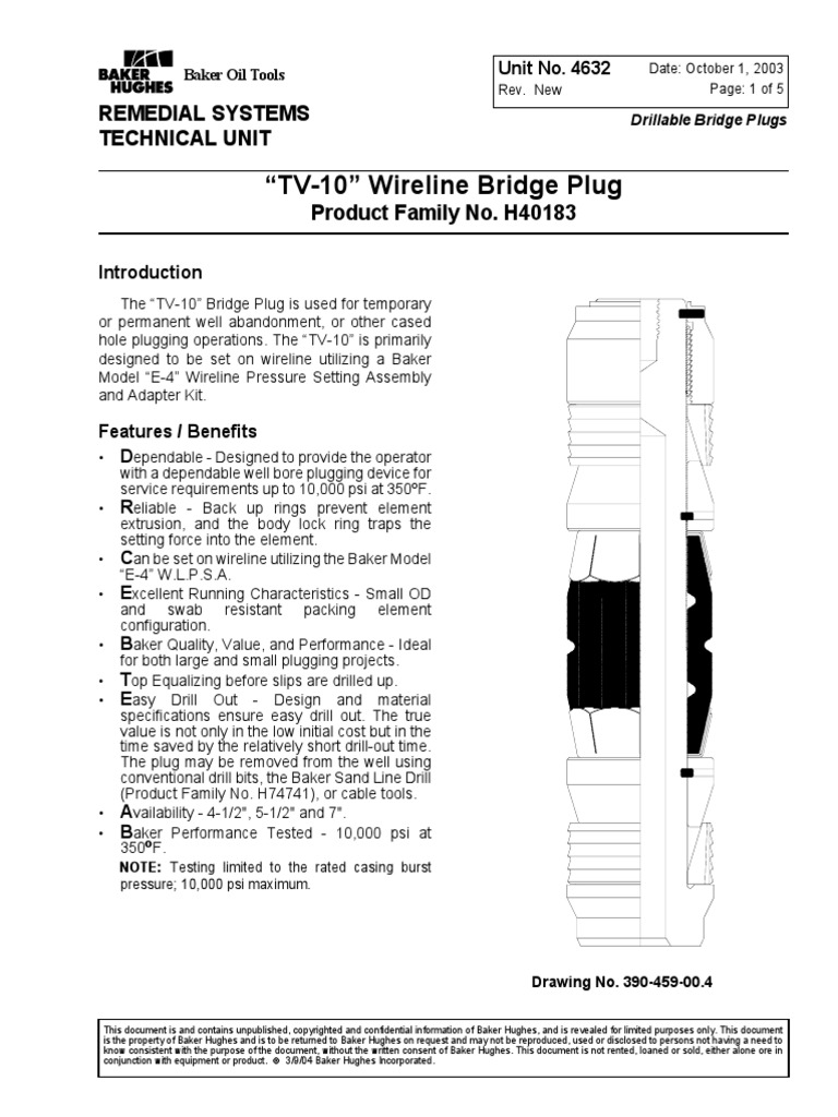 TV10 Bridge Plug Baker | PDF | Manufactured Goods | Equipment