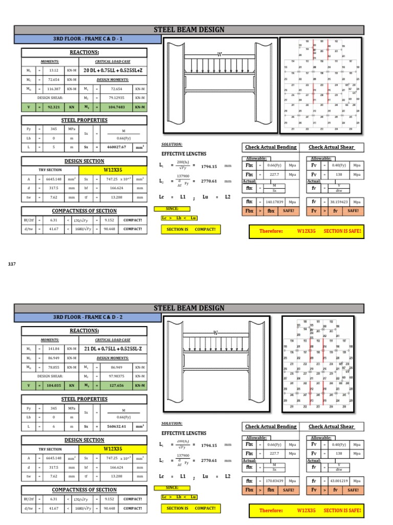 Steel Beam Design Calculations | PDF | Bending | Beam (Structure)