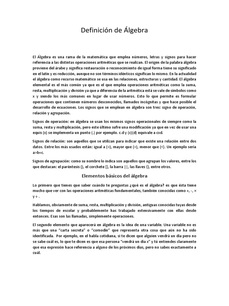 Definición de Álgebra | Descargar gratis PDF | Álgebra | Multiplicación