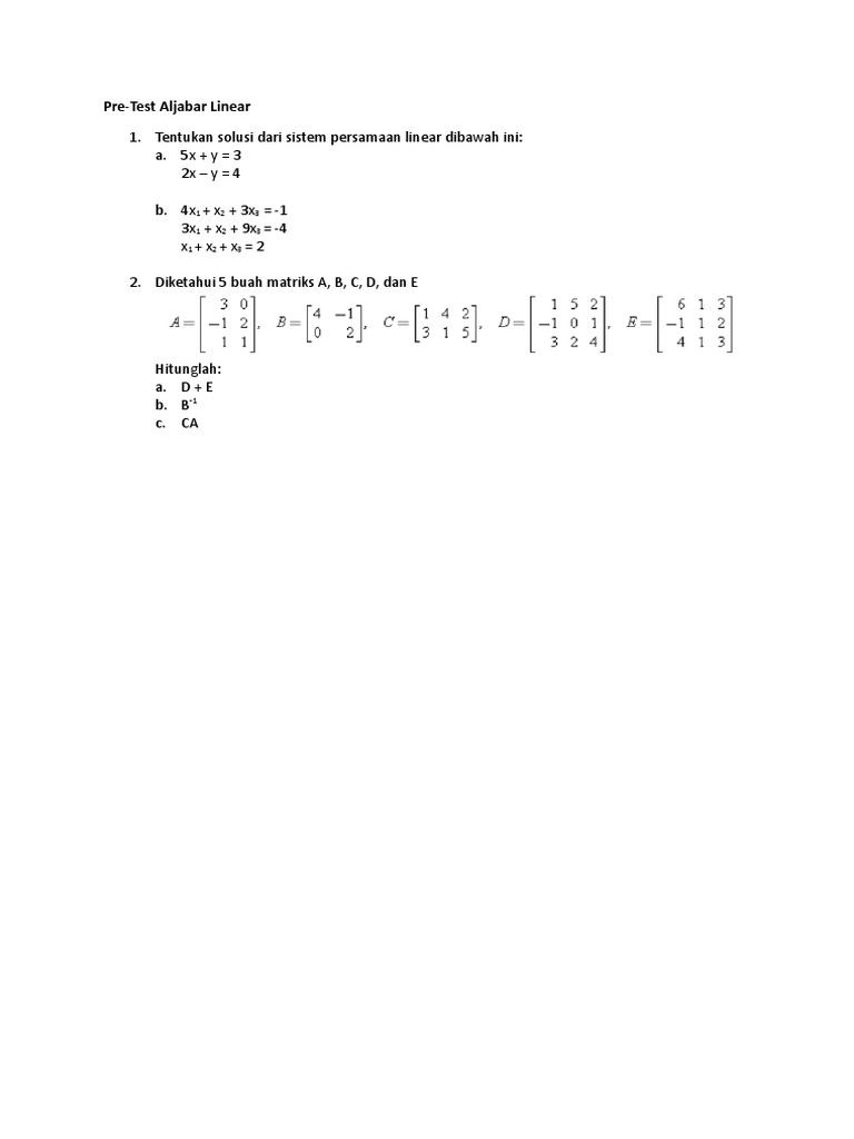 Contoh Tugas Pre-Test | PDF