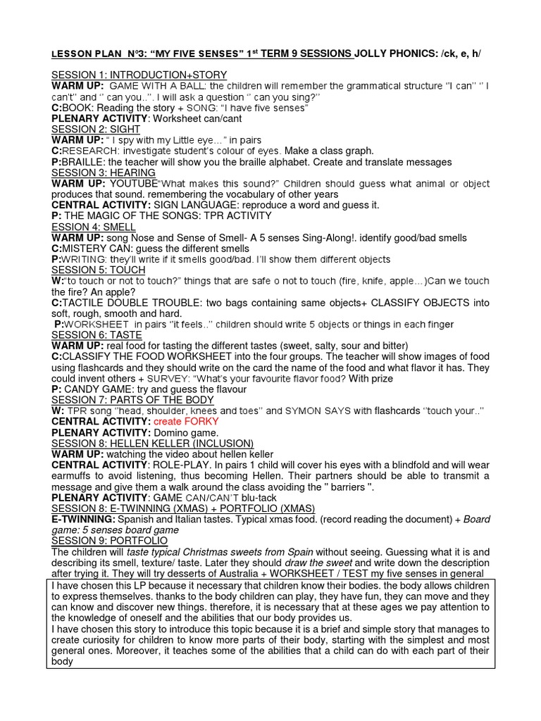 Lesson Plan English | PDF | Taste | Flavor