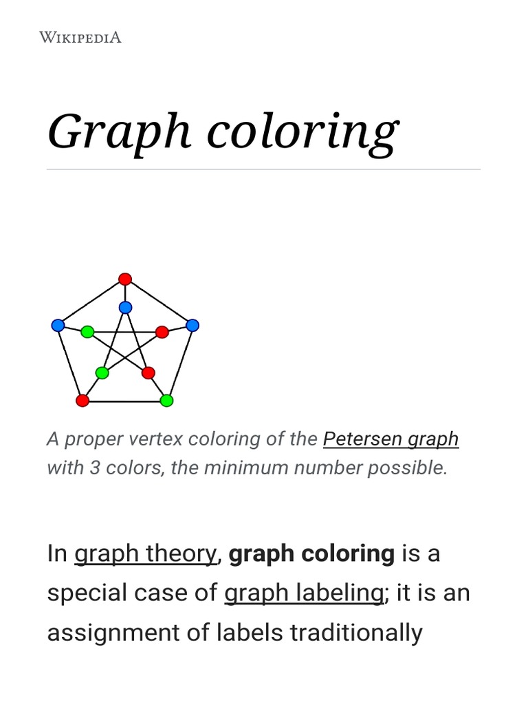 Graph Coloring - Wikipedia | Download Free PDF | Vertex (Graph Theory) | Time Complexity