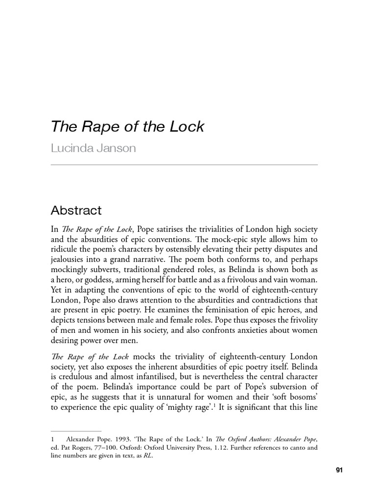 Article... Rape of The Lock | PDF | Alexander Pope | Achilles