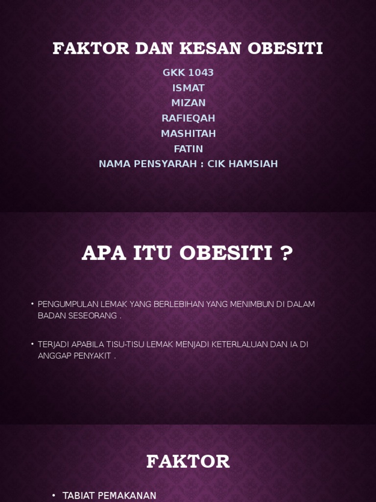 Faktor Dan Kesan Obesiti | PDF