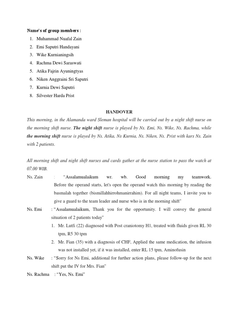 Handover | PDF | Medical Specialties | Clinical Medicine