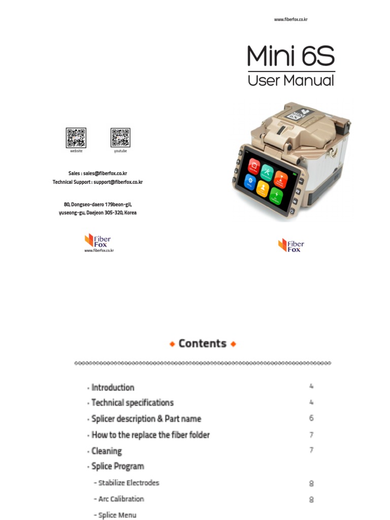 Mini 6S: User Manual | Download Free PDF | Optical Fiber | Calibration