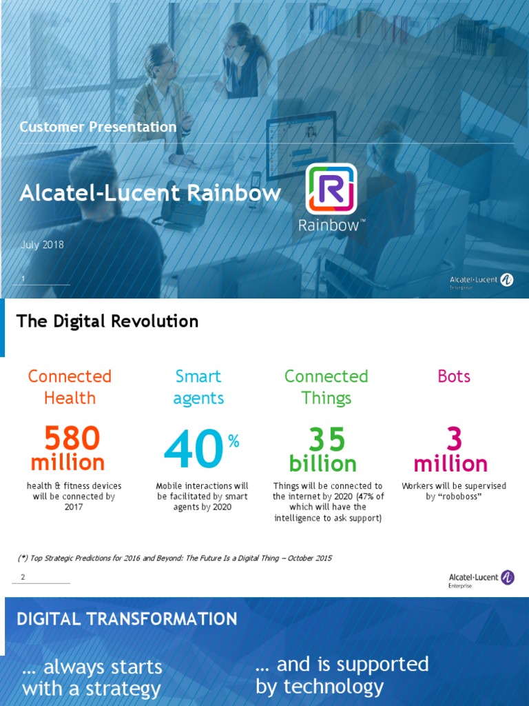 Alcatel-Lucent Rainbow - Customer Presentation - July2018 | PDF | Cloud Computing | Smartphone