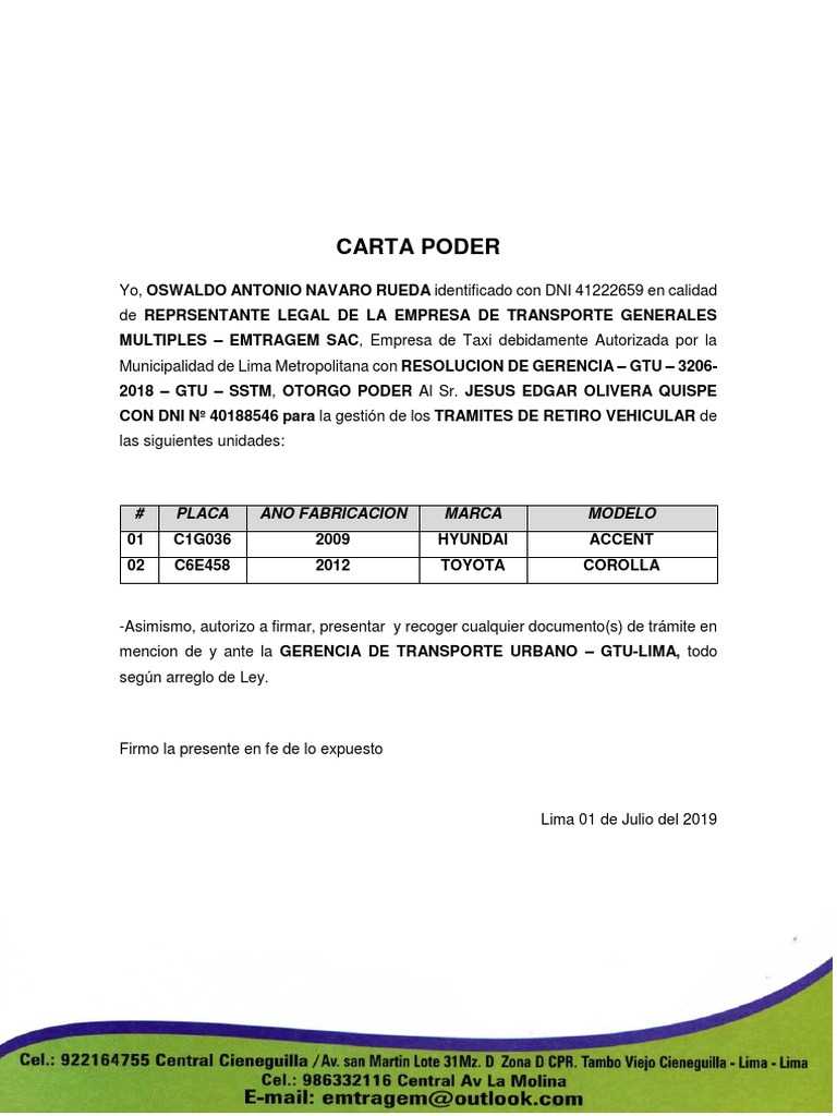 Carta Poder Varios Sat Gtu | PDF