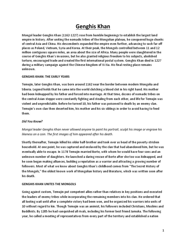 Genghis Khan PDF | PDF | Genghis Khan | Mongols