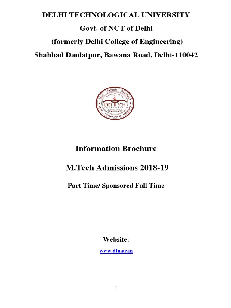 Delhi Technological University Govt. of NCT of Delhi (Formerly Delhi ...