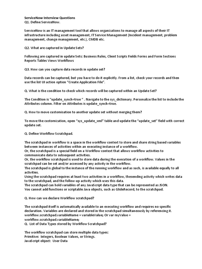 ServiceNow Interview Questions-Modified | PDF | Parameter (Computer ...