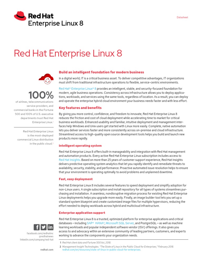 Red Hat Datasheet | PDF | Cloud Computing | Linux