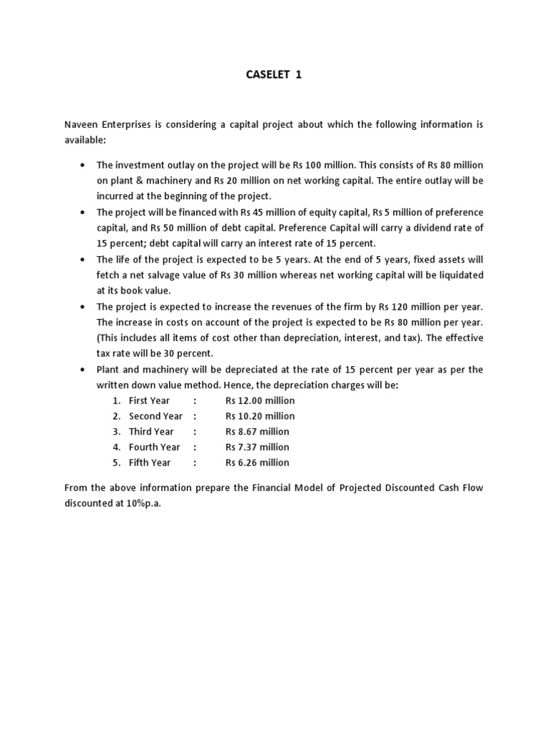 Caselet 1 | PDF | Depreciation | Financial Economics