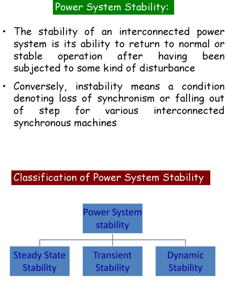 Power System Stability Classification | PDF | Steady State | Electric ...