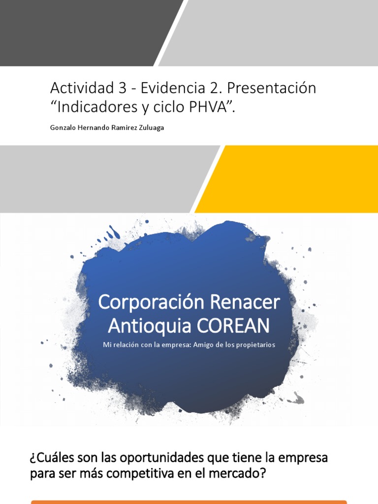 Actividad 3 - Evidencia 2. Presentación "Indicadores y Ciclo PHVA". | PDF | Calidad (comercial ...
