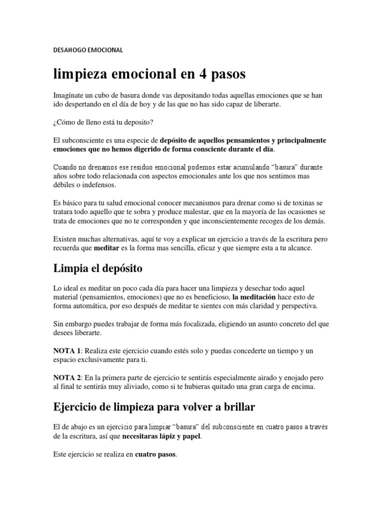 Limpieza emocional en 4 pasos: Un método efectivo para desahogarse y ...