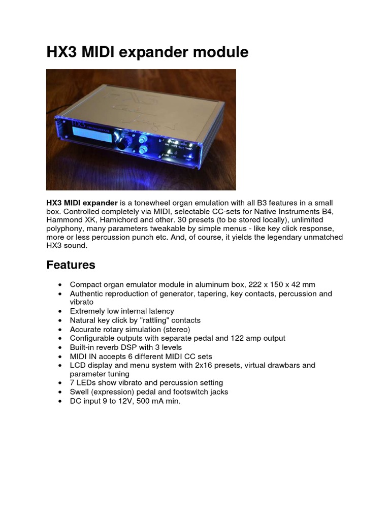HX3 MIDI Expander Module | PDF | Sound Recording | Sound Production