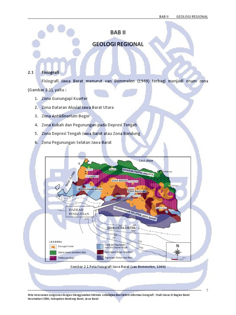 Geologi Regional Gambar 21 Peta Fisiografi Jawa Barat Van Bemmelen 1949 ...