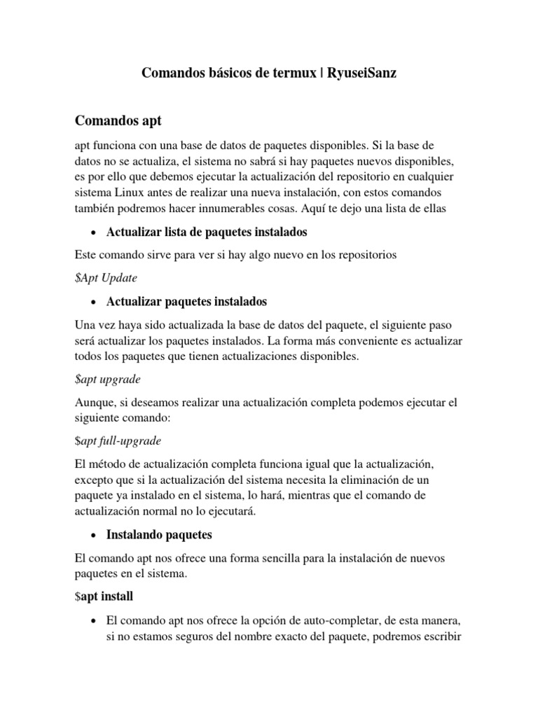 Comandos Basicos de Termux-2-1 | PDF | Interfaz de línea de comando | Archivo de computadora