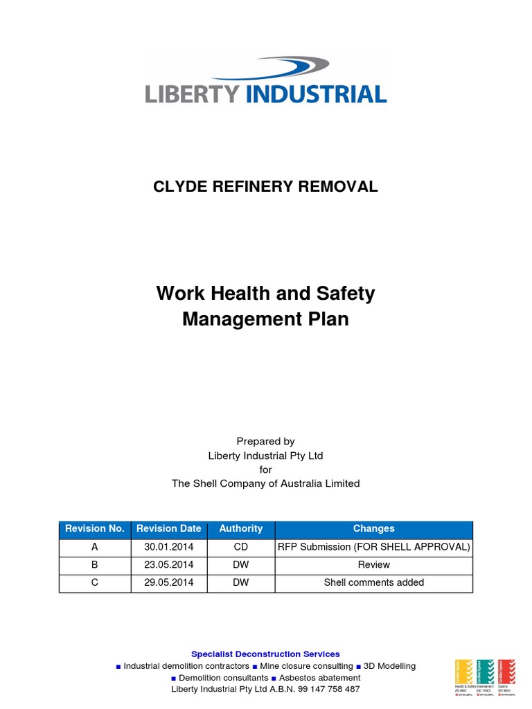 Work Health Safety Management Plan | PDF | Occupational Safety And ...