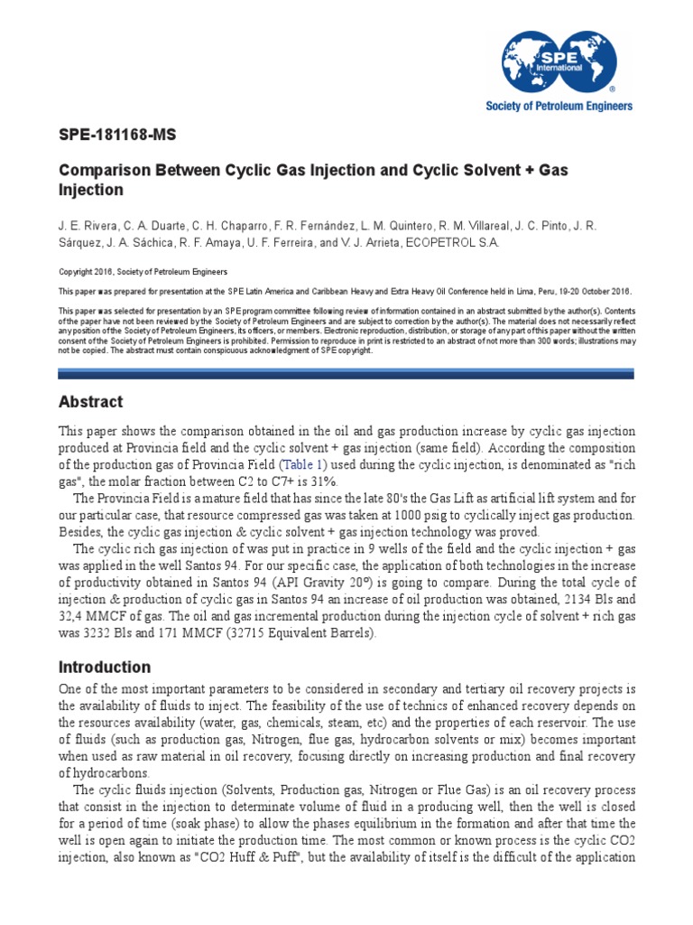 SPE-181168-MS Comparison Between Cyclic Gas Injection and Cyclic ...