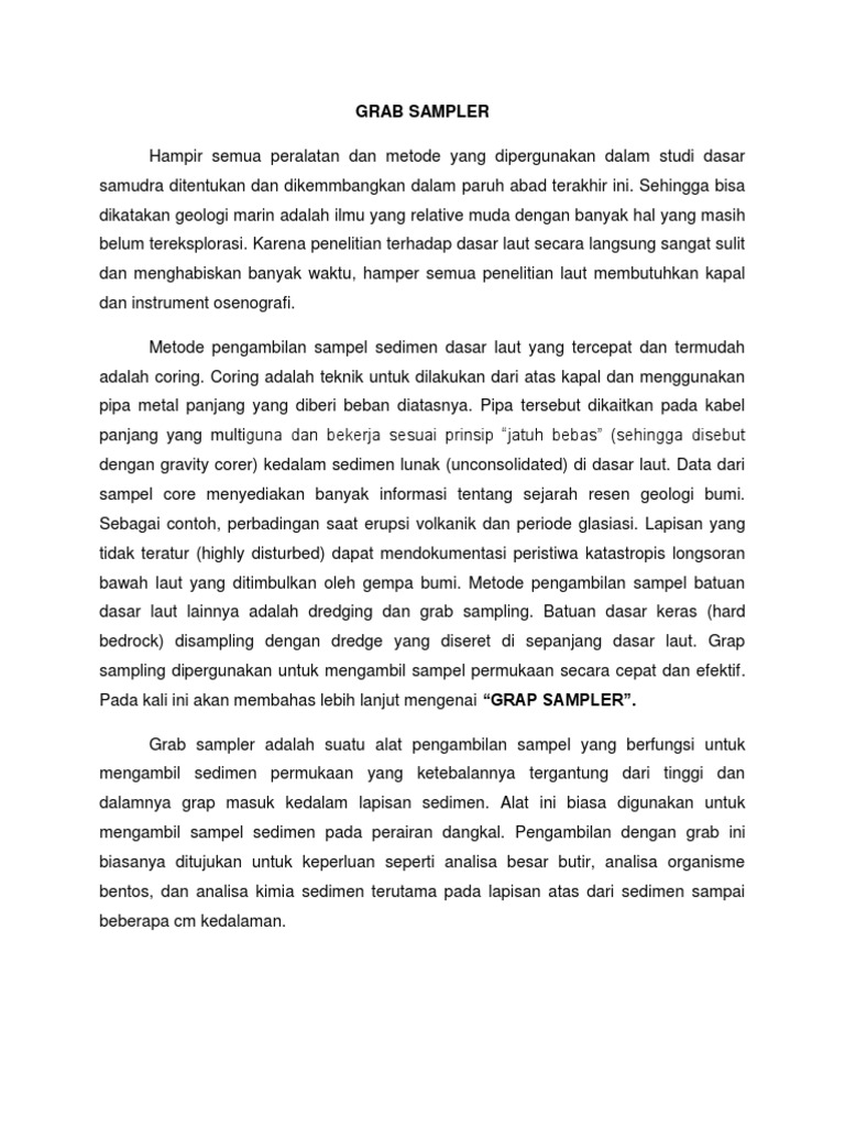 Metode dan Jenis Grab Sampler Sedimen | PDF | Ilmu Sosial