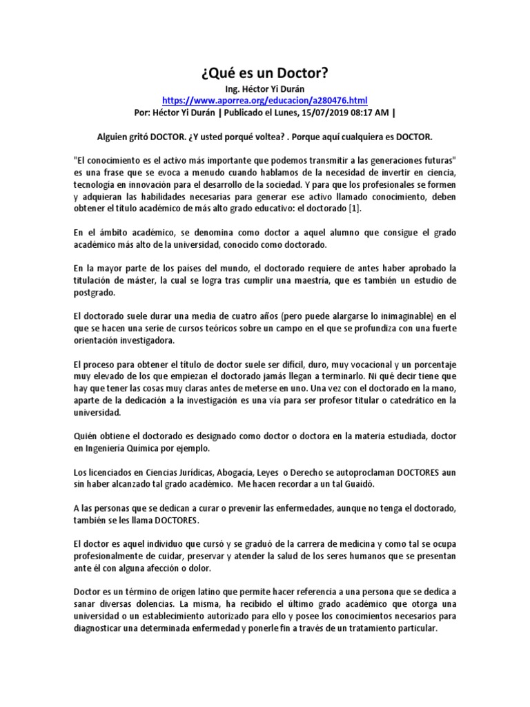 Qué Es Un Doctor | PDF | Doctorado | Titulo academico