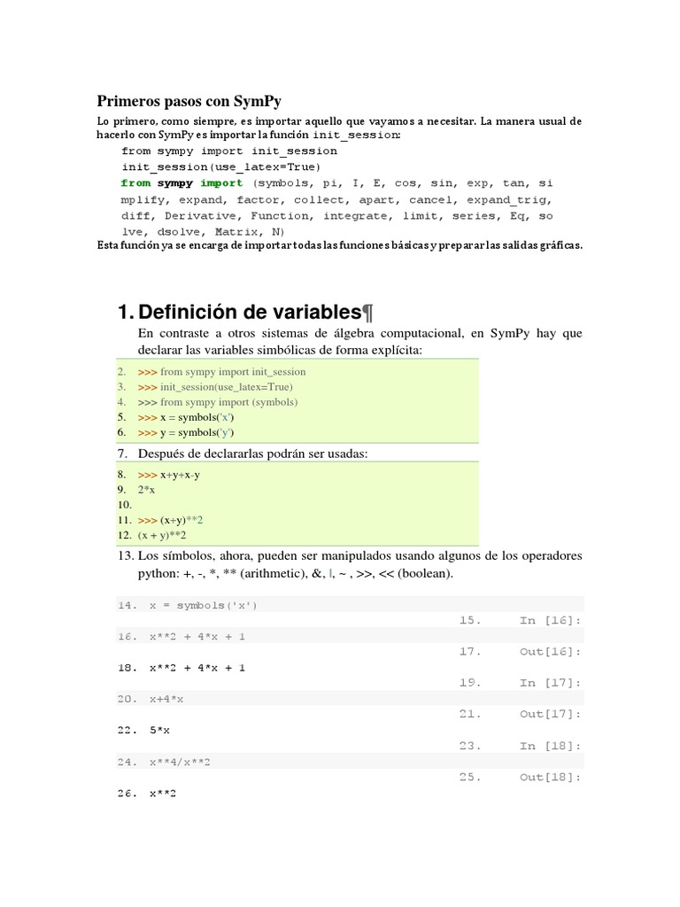 Introducción a SymPy en Python | PDF | Objetos matemáticos | Números