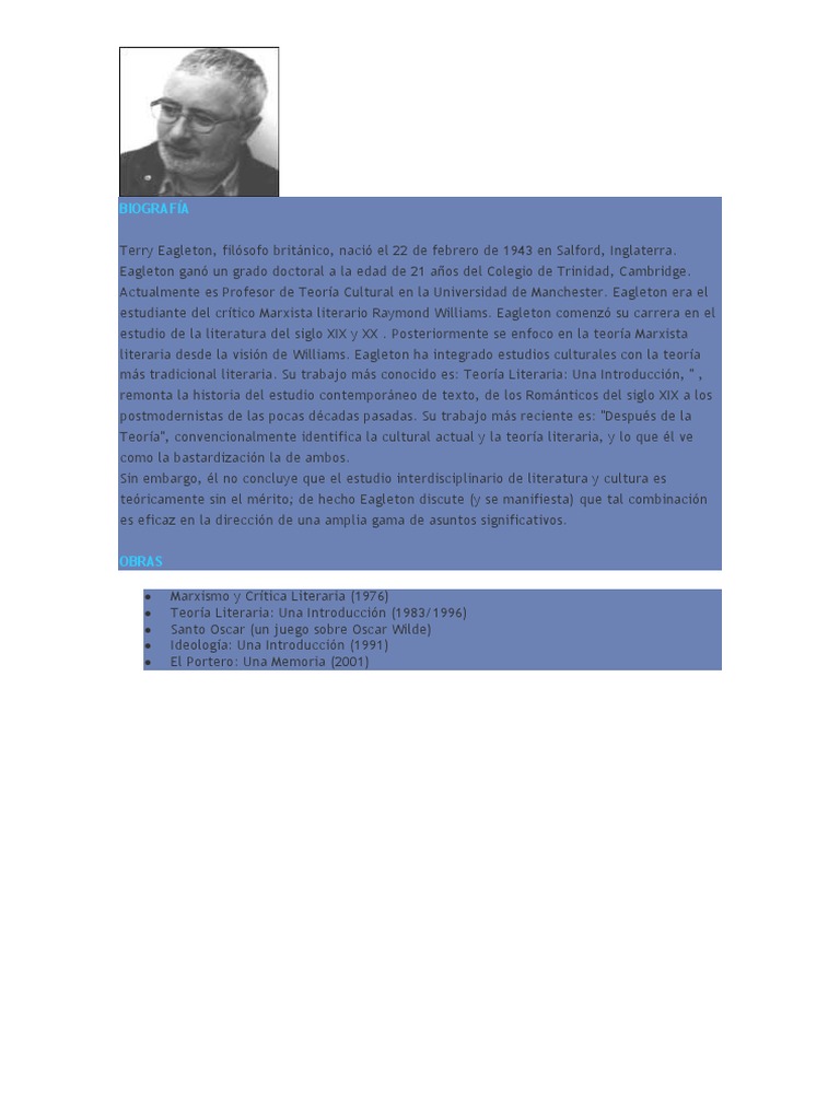 Biografía de Terry Eagleton | PDF | Movimientos filosóficos | Science
