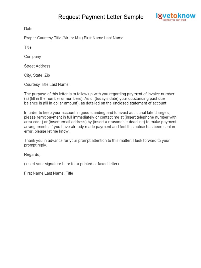 2130 Request Payment Letter PDF | PDF