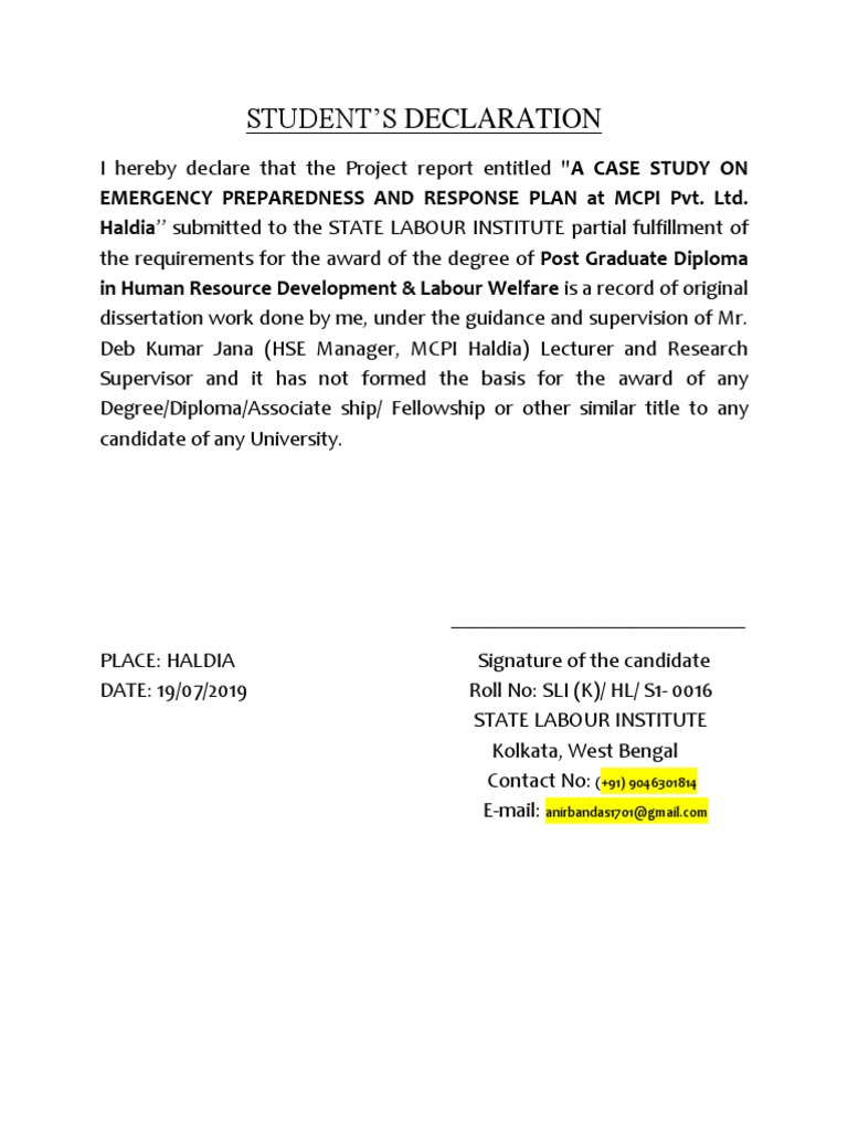 Students Declaration | Download Free PDF | Statistics Of Education ...