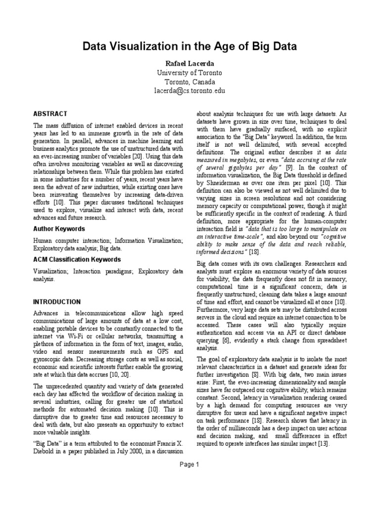 Data Visualization in The Age of Big Data | PDF | Databases | Big Data